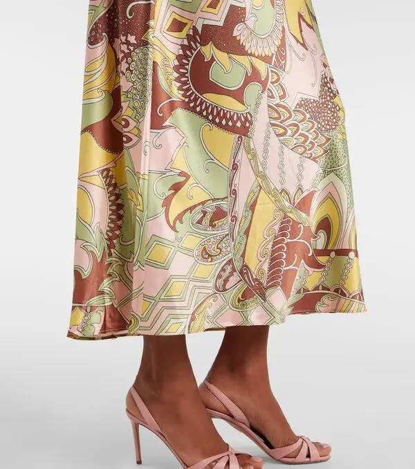 Rixo Maura Printed Halterneck Satin Midi Dress - Multicoloured