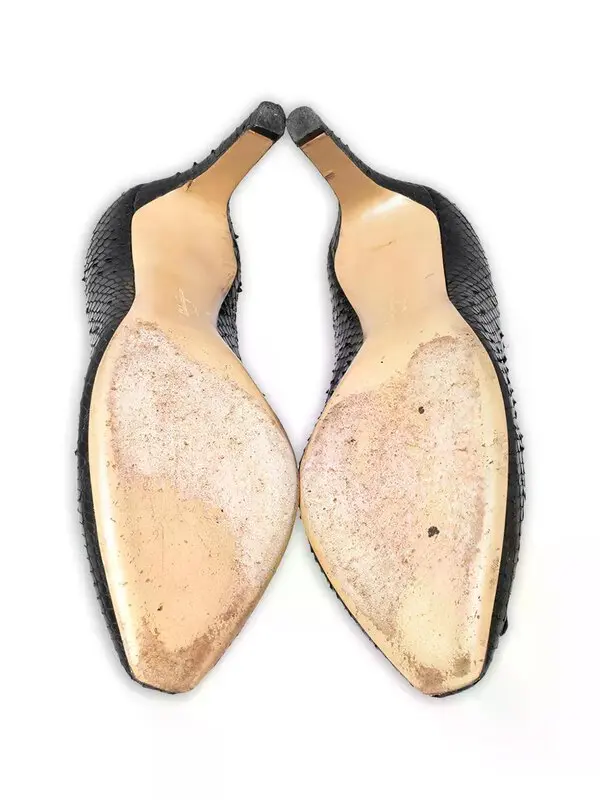 FERRAGAMO Python-embossed Leather Pumps With Gold-tone Hardware