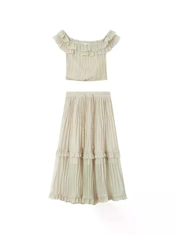 B+AB Ruffled Pleated Jumpsuit - Neutrals