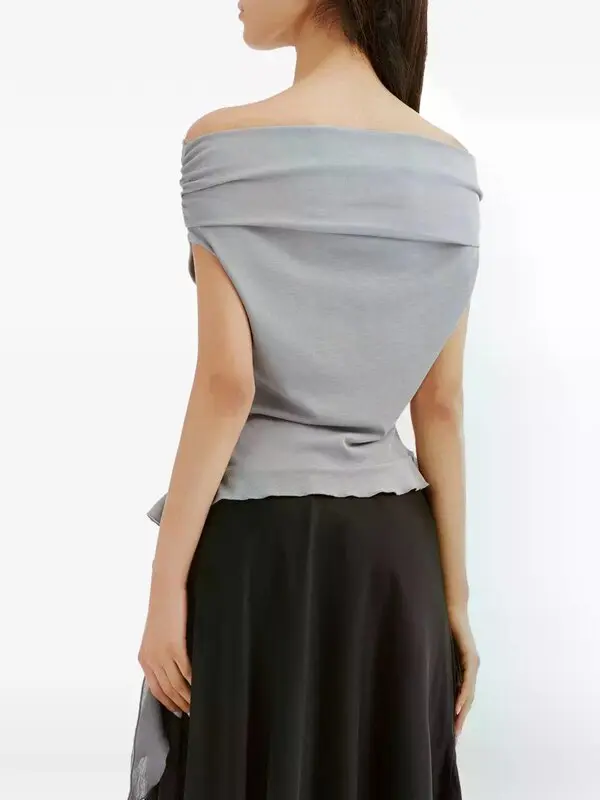 TOUT A COUP Tout À Coup Off-shoulder Top With Asymmetrical Ruffle Trim - Grey