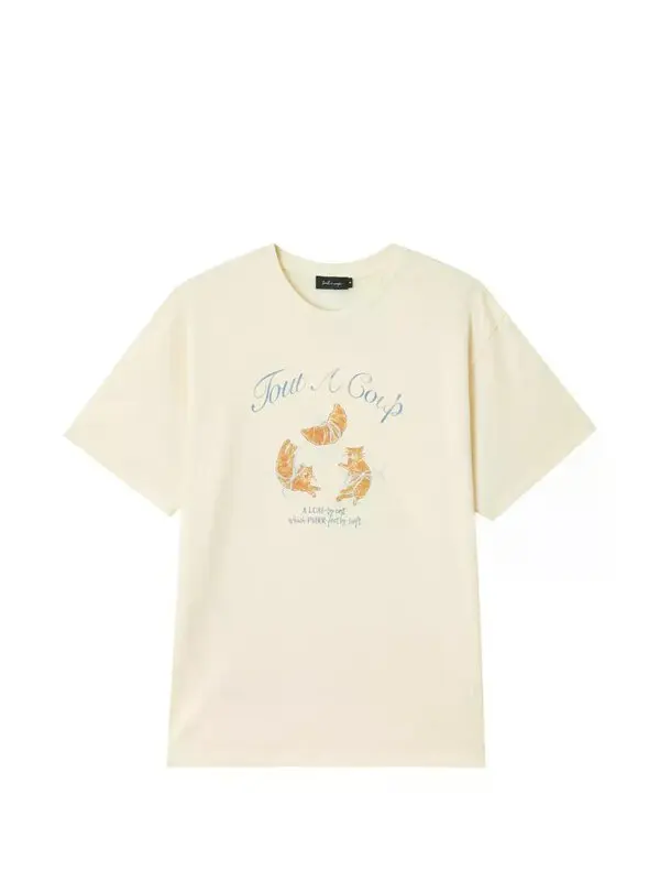 TOUT A COUP Tout À Coup Graphic Print Cotton T-shirt - Neutrals