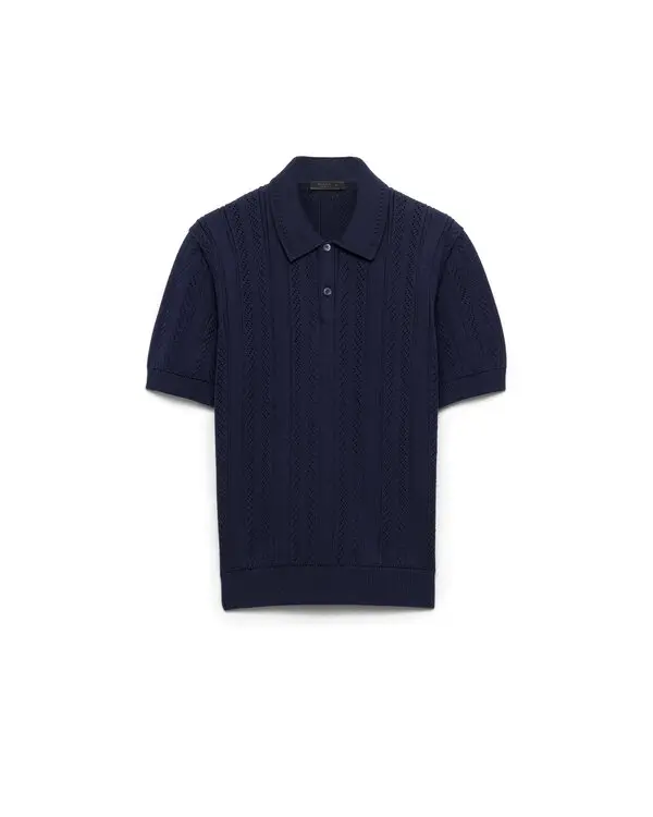 Prada Short-sleeved Openwork Cotton Polo Shirt