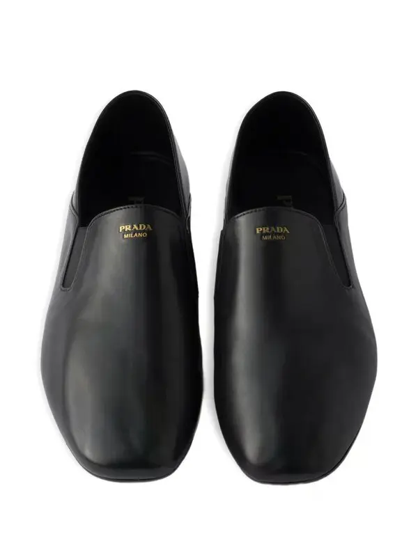 Prada Brushed Leather Loafers - Black
