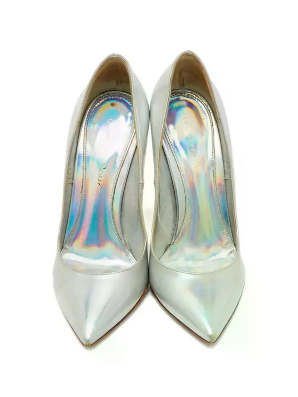 GIANVITO ROSSI Holographic Leather Pointed Toe Stiletto Pumps