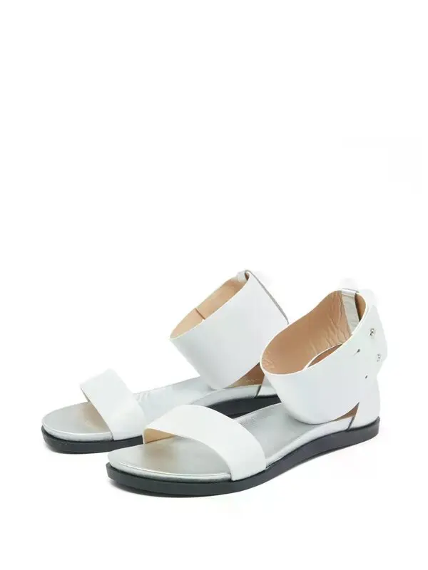 JOSEPH Tone Leather Ankle Strap Sandals - Silver