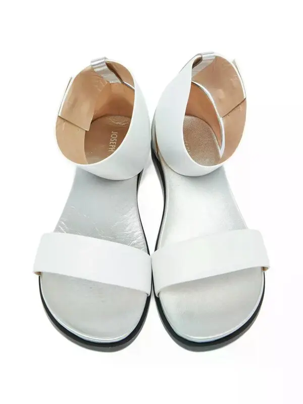JOSEPH Tone Leather Ankle Strap Sandals - Silver
