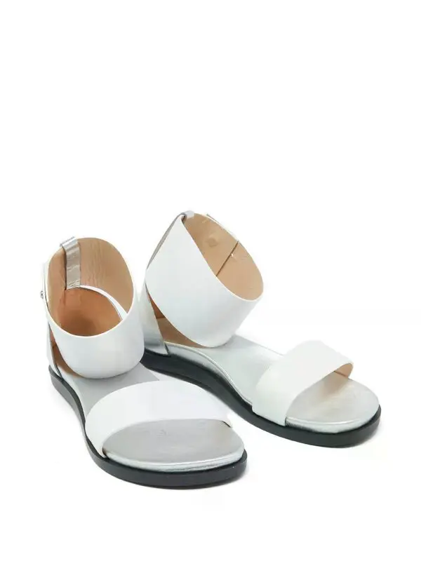 JOSEPH Tone Leather Ankle Strap Sandals - Silver