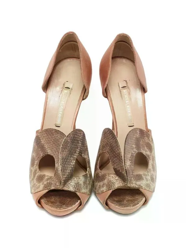 NICHOLAS KIRKWOOD Rose Gold Textured Leather Stiletto Sandals