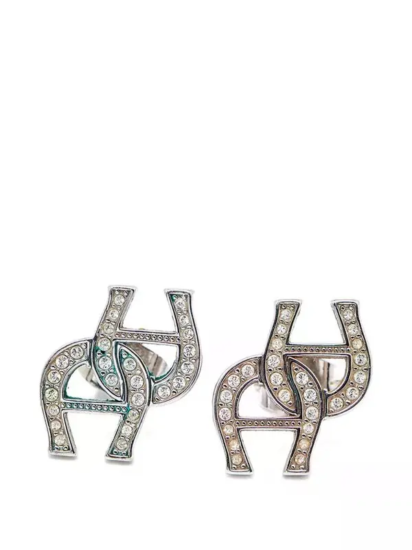 AIGNER Crystal Embellished Logo Earrings - Silver