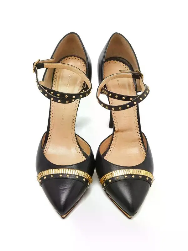 CHARLOTTE OLYMPIA Leather Studded Pointed-toe Pumps