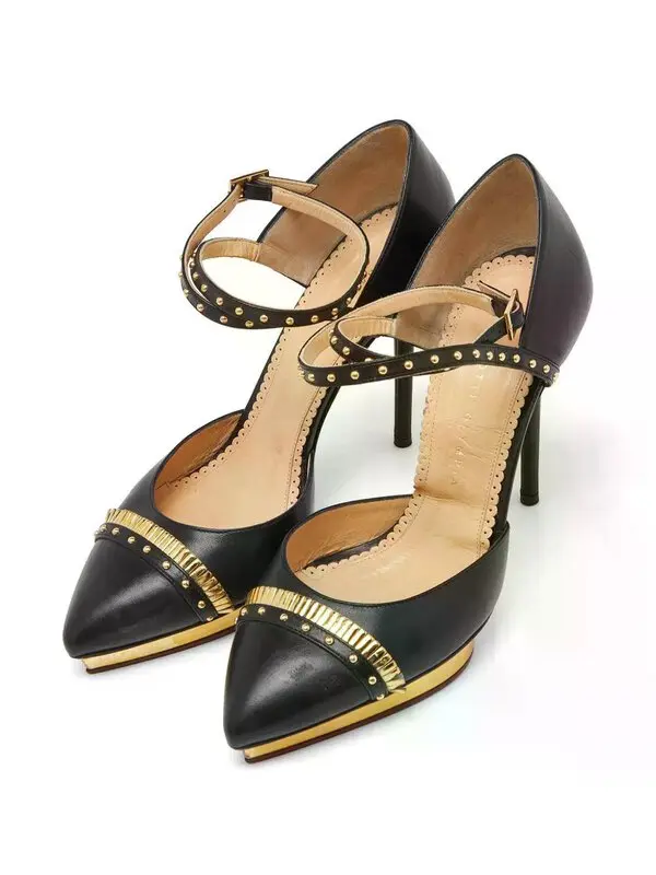 CHARLOTTE OLYMPIA Leather Studded Pointed-toe Pumps