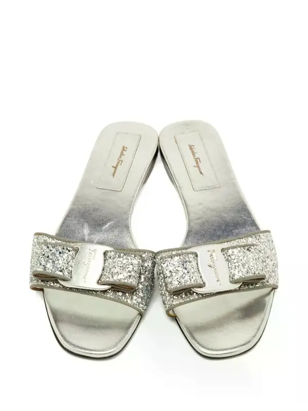 FERRAGAMO Vicky Glitter Bow Sandals
