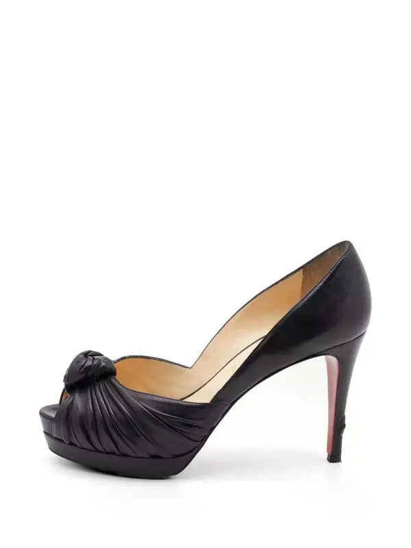 CHRISTIAN LOUBOUTIN Leather Peep-toe Knot Detail Pumps - Black