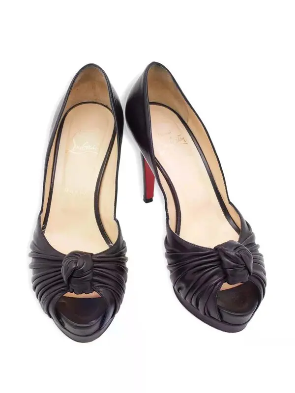 CHRISTIAN LOUBOUTIN Leather Peep-toe Knot Detail Pumps - Black