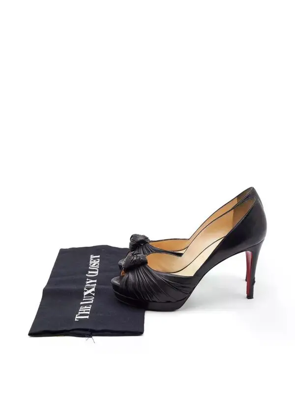 CHRISTIAN LOUBOUTIN Leather Peep-toe Knot Detail Pumps - Black
