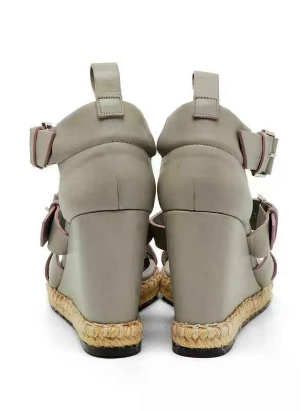 Balenciaga Leather Buckle-fastening Ankle Strap Espadrille Wedge Sandals