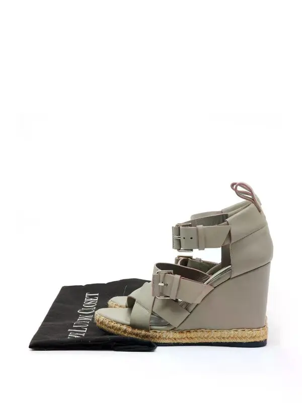 Balenciaga Leather Buckle-fastening Ankle Strap Espadrille Wedge Sandals
