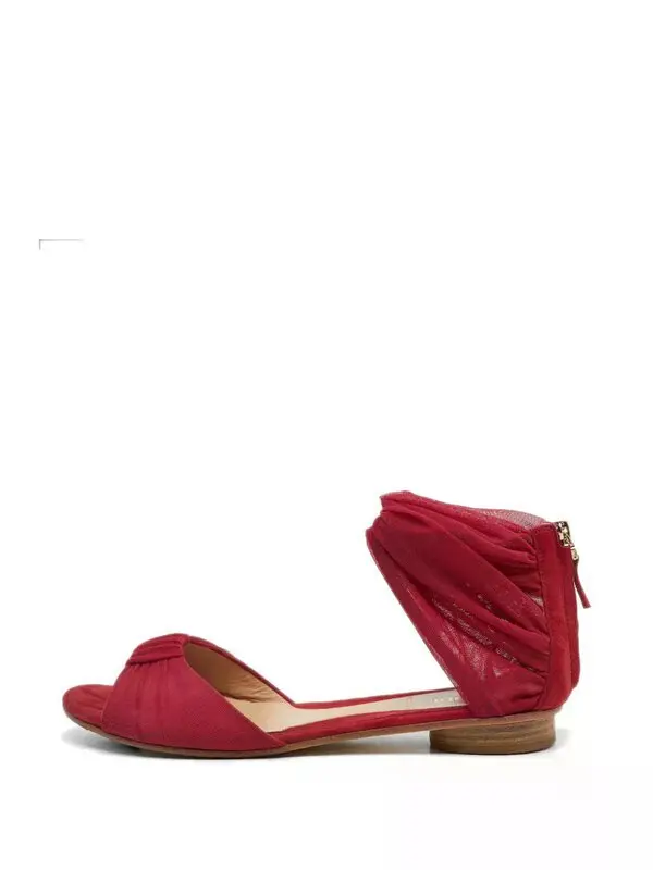 Fendi Mesh Suede Sandals - Red