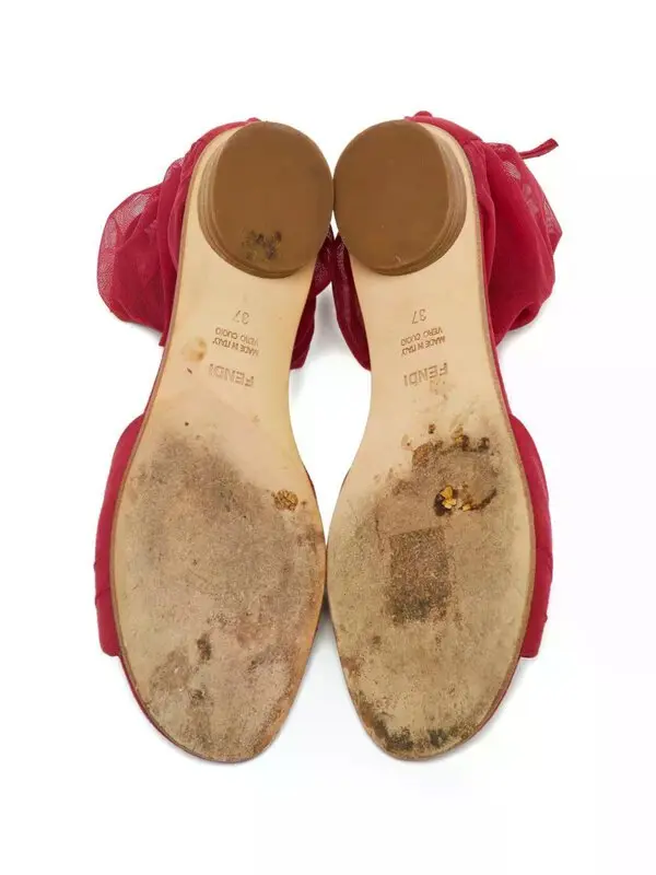 Fendi Mesh Suede Sandals - Red