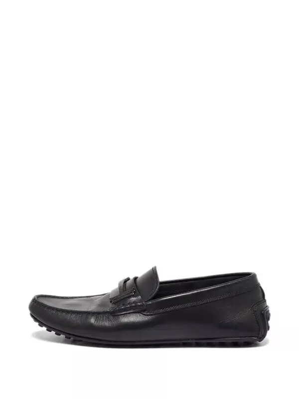 TOD'S Leather Double T Logo Detail Loafers