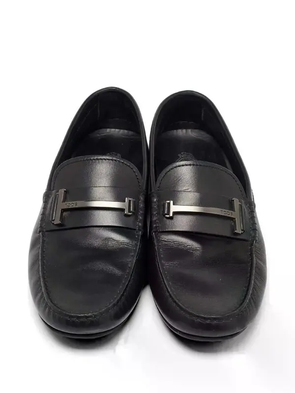 TOD'S Leather Double T Logo Detail Loafers