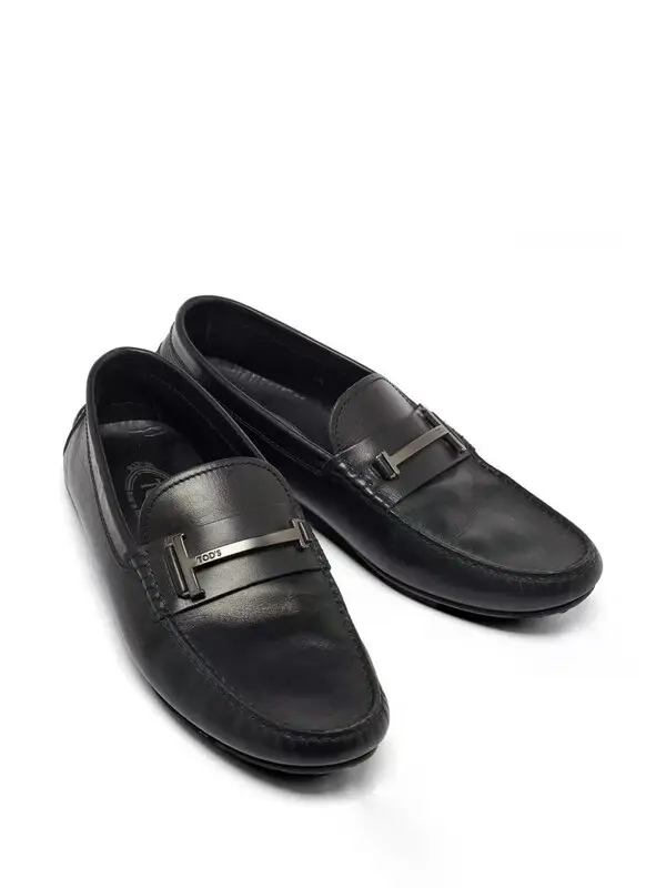TOD'S Leather Double T Logo Detail Loafers