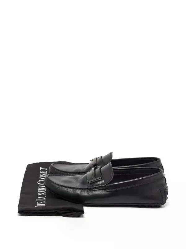TOD'S Leather Double T Logo Detail Loafers
