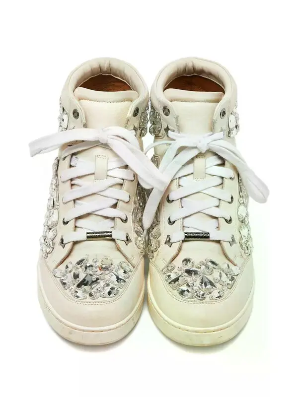 JIMMY CHOO Tokyo Crystal-embellished Leather Sneakers