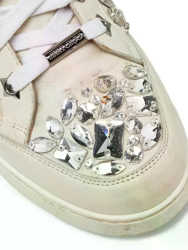 JIMMY CHOO Tokyo Crystal-embellished Leather Sneakers