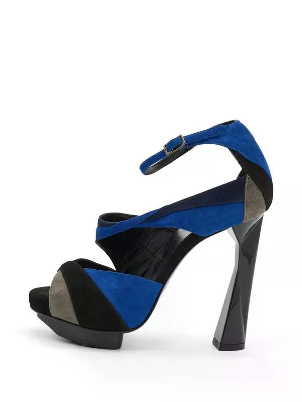 Pierre Hardy Suede Panelled Ankle-strap Sandals - Blue