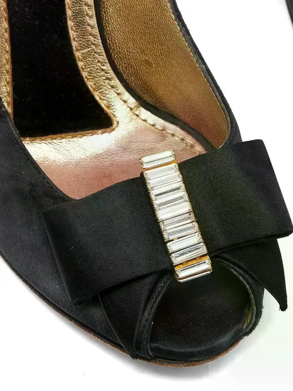 Dolce & Gabbana Crystal-embellished Bow Peep-toe Pumps