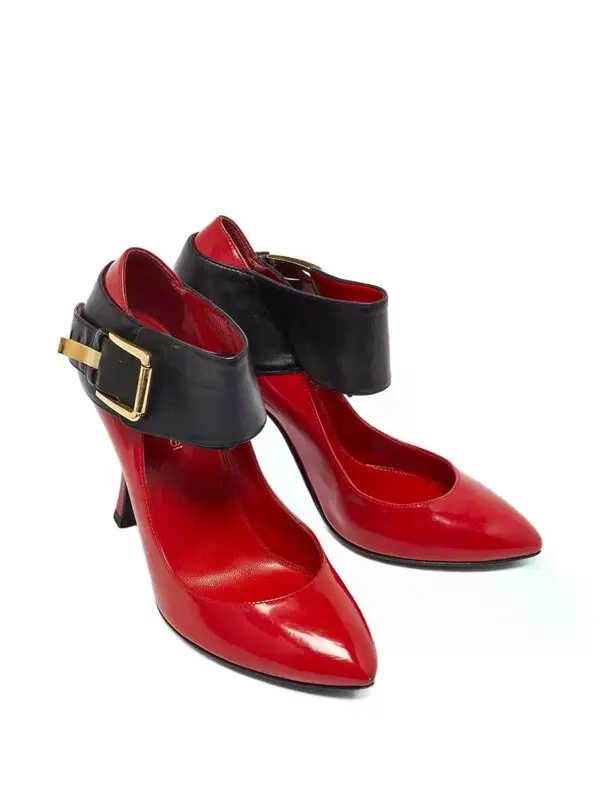SERGIO ROSSI Buckled Ankle Strap Pointed-toe Pumps - Red