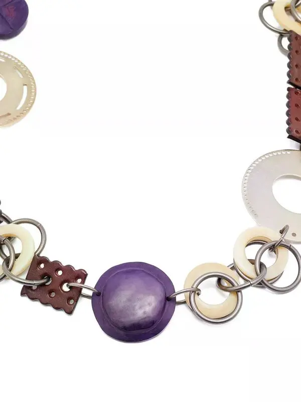 Marni Leather And Wood Chain-link Necklace