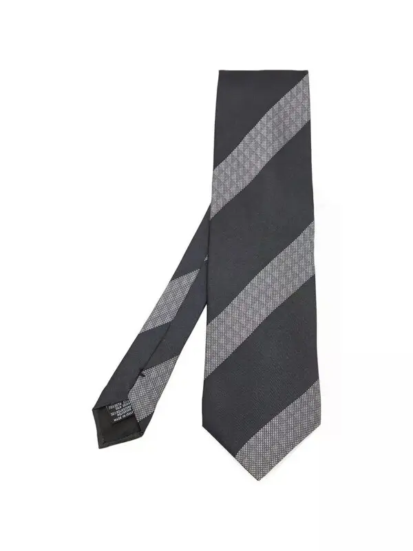 Emporio Armani Diagonal Stripe Neck Tie - Black