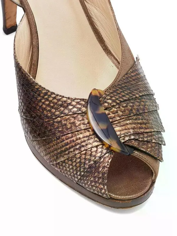 Oscar De La Renta Python Embossed Slingback Pumps