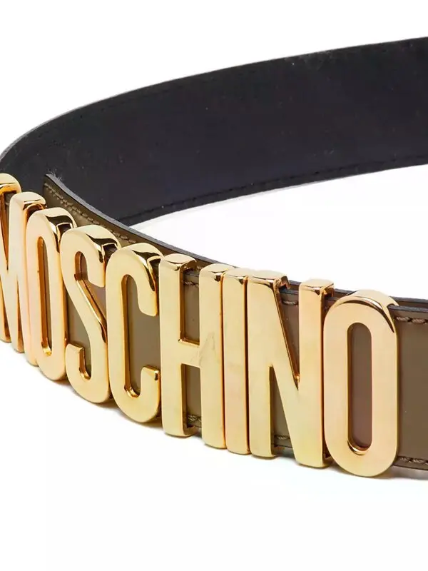 Moschino Leather Belt With Gold-tone Logo Buckle
