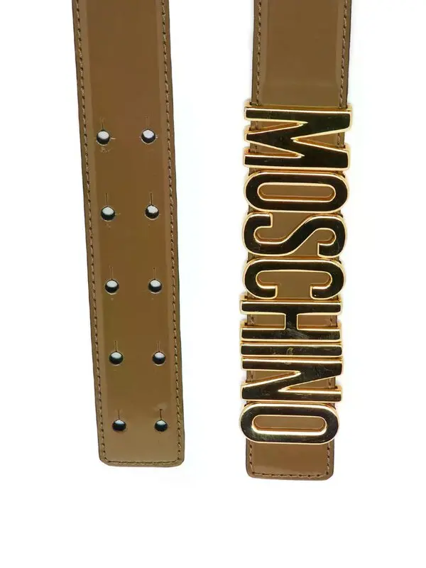 Moschino Leather Belt With Gold-tone Logo Buckle