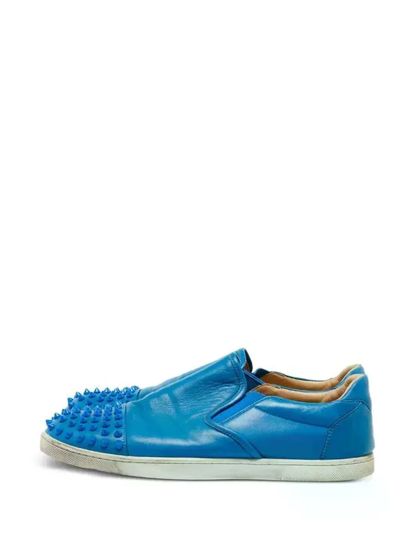 CHRISTIAN LOUBOUTIN Leather Spike Embellished Slip-on Sneakers