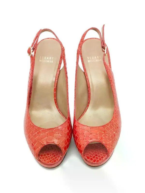 STUART WEITZMAN Python-embossed Slingback Pumps