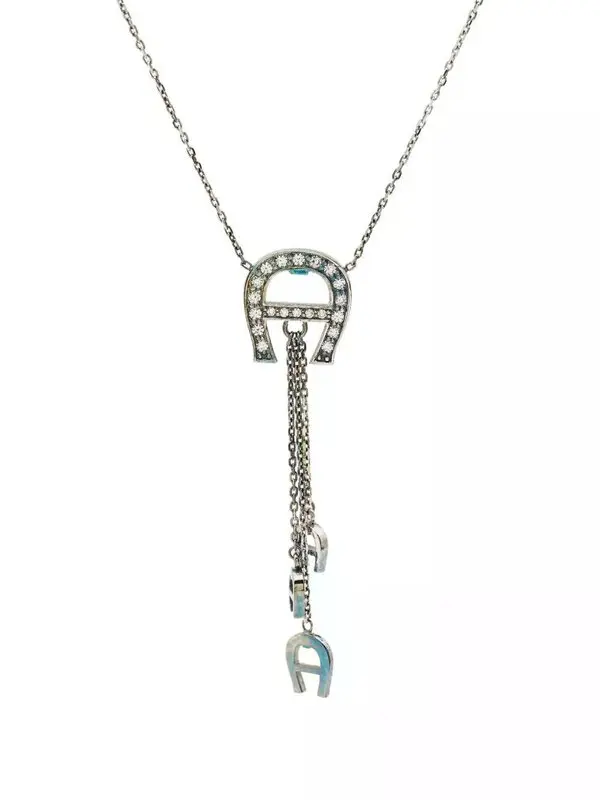 AIGNER Tone Logo Charm Necklace - Silver