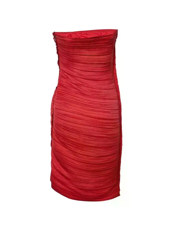LANVIN Plissé Strapless Mini Dress