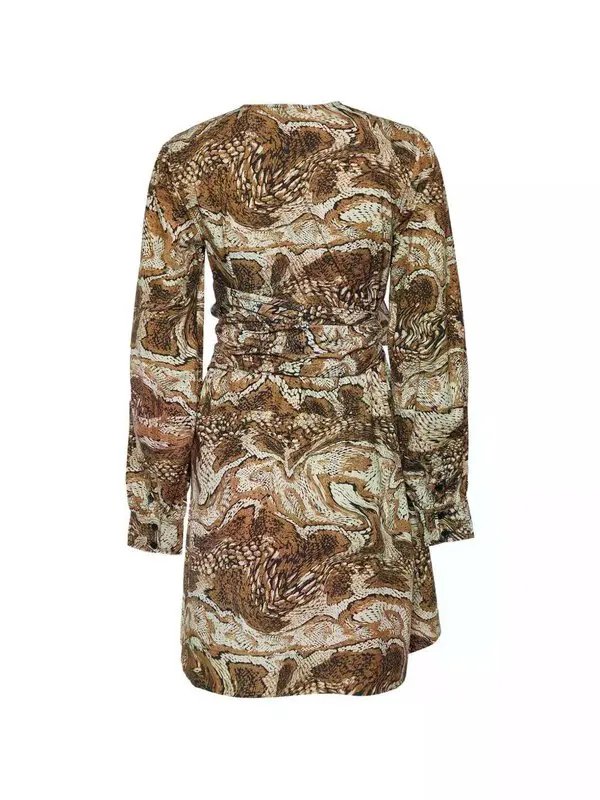 GANNI Abstract-print Long Sleeve Wrap Dress