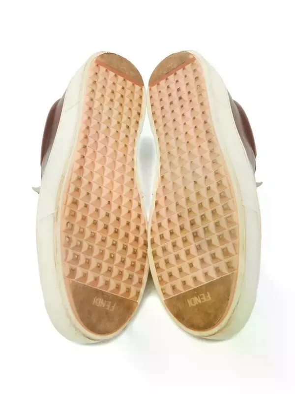 Fendi Face Motif Leather Slip-on Sneakers