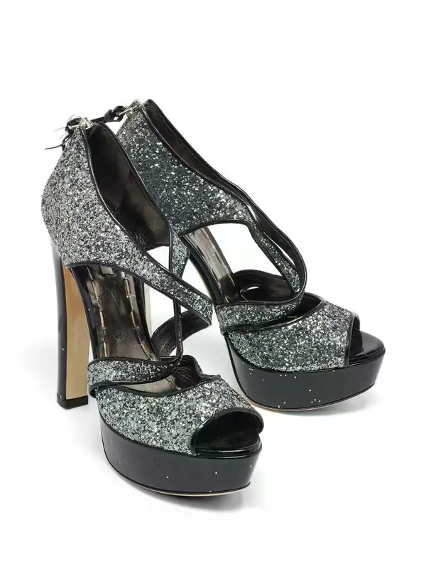 Miu Miu Glitter Platform Sandals