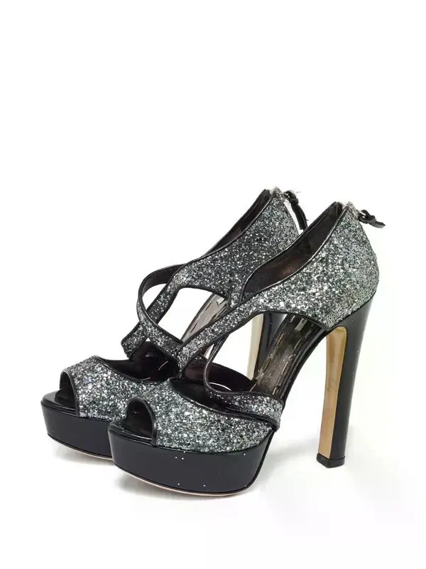 Miu Miu Glitter Platform Sandals