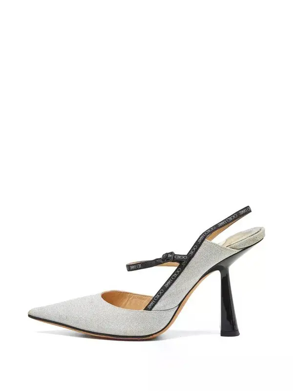 JIMMY CHOO Glitter Slingback Pumps - Silver