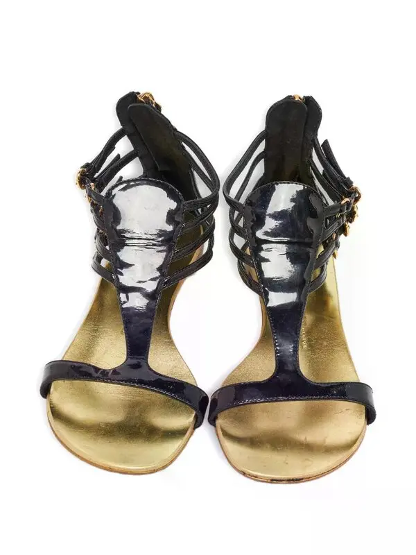 GIUSEPPE ZANOTTI Patent Leather Multi-strap Flat Sandals