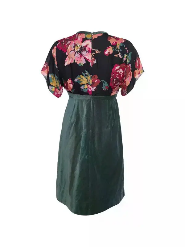 Kenzo Floral Print Velvet Dress - Green