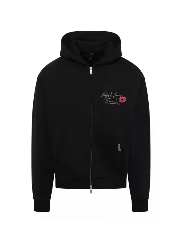REPRESENT Logo-print Zip-up Hoodie - Black