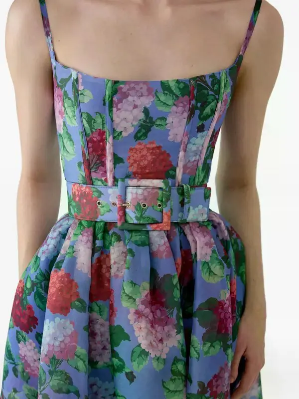 Carolina Herrera Hydrangea-print Organza Midi Dress